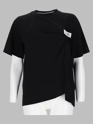 MAISON MARGIELA T-shirt Con Drappeggio E Patch Logo
