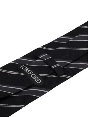 TOM FORD Diagonal Stripe Silk Cravat - Black