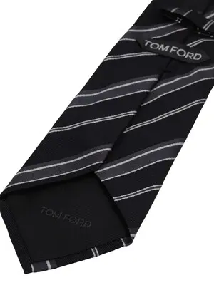 TOM FORD Diagonal Stripe Silk Cravat - Black