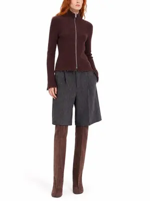 MAISON MARGIELA Ribbed Zip-up Cardigan - Bordeaux