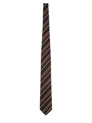 TOM FORD Diagonal Stripe Silk Cravat - Brown