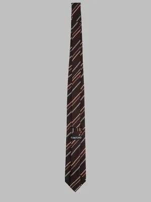 TOM FORD Diagonal Stripe Silk Cravat - Brown