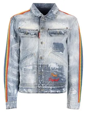 Dsquared2 Giacca "l. A" Con Lavaggio "be Proud - Denim