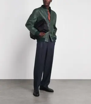 Isaia Lambskin Varsity Bomber Jacket