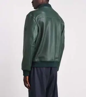 Isaia Lambskin Varsity Bomber Jacket