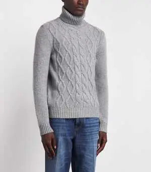 Isaia Cashmere Cable-knit Rollneck Sweater
