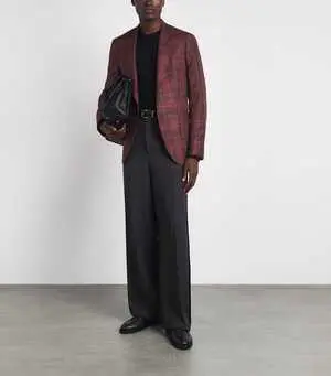 Isaia Wool-cashmere-silk Check Capri Blazer