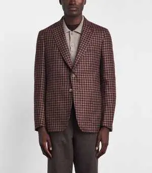 Isaia Wool-cashmere-silk Houndstooth Capri Blazer
