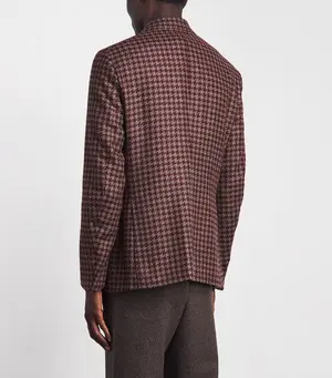 Isaia Wool-cashmere-silk Houndstooth Capri Blazer