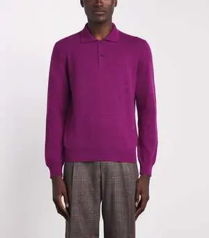 Isaia Cashmere Long-sleeve Polo Shirt