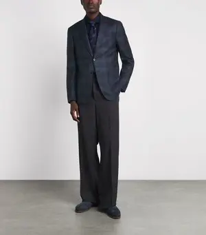 Isaia Wool Check Capri Blazer