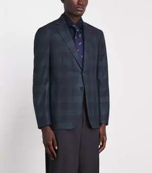 Isaia Wool Check Capri Blazer