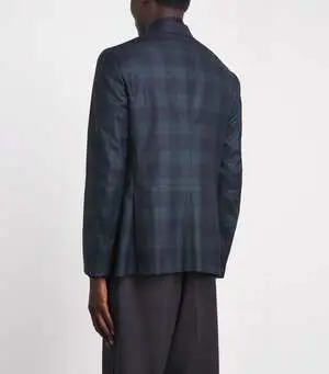 Isaia Wool Check Capri Blazer