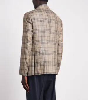 Isaia Wool-silk Check Capri Blazer