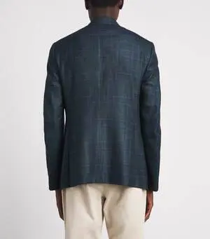 Isaia Wool-silk-cashmere Check Capri Blazer