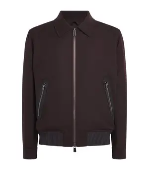 Isaia Wool Padded Aviator Jacket - Red