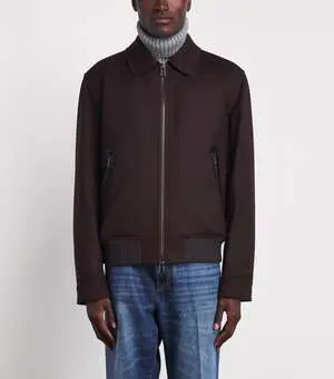 Isaia Wool Padded Aviator Jacket