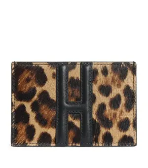 Harrods Leather Leopard Print Card Holder