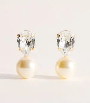 JENNIFER BEHR Plated Crystal Pearl Drop Earrings