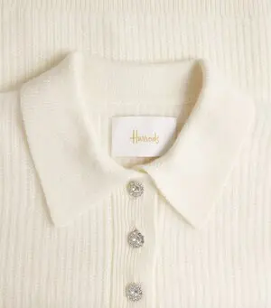 Harrods Cashmere Polo Sweater With Crystal Embellishments