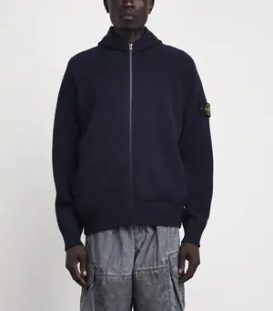 Stone Island Virgin Wool-blend Zip-up Hoodie