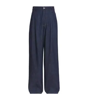 Dries Van Noten Pleated Penning Wide-leg Jeans - Blue