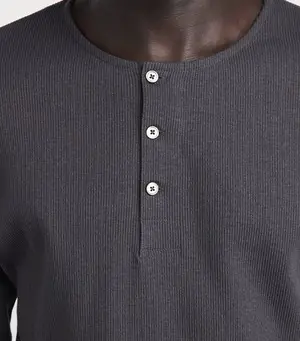 LEMAIRE Cotton-linen Rib-knit Henley T-shirt