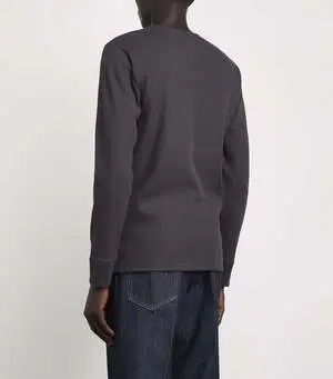 LEMAIRE Cotton-linen Rib-knit Henley T-shirt