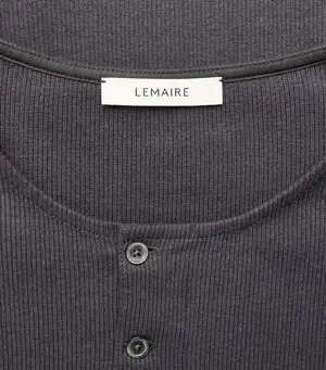LEMAIRE Cotton-linen Rib-knit Henley T-shirt