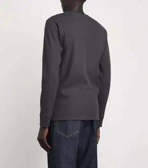 LEMAIRE Cotton-linen Rib-knit Henley T-shirt