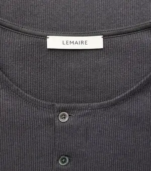 LEMAIRE Cotton-linen Rib-knit Henley T-shirt