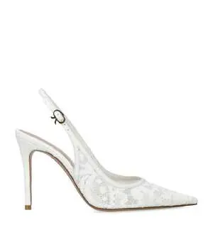 GIANVITO ROSSI Leather Lace Slingback Heels 95