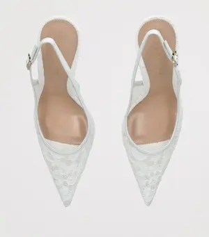GIANVITO ROSSI Leather Lace Slingback Heels 95