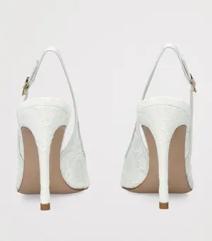 GIANVITO ROSSI Leather Lace Slingback Heels 95