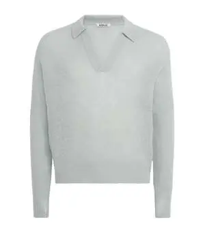 Auralee Alpaca-blend Skipper Polo Sweater - Green