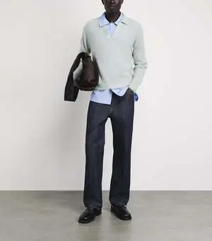 Auralee Alpaca-blend Skipper Polo Sweater