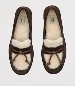 UGG Suede Zora Loafers With Sheepskin Lining - Brown