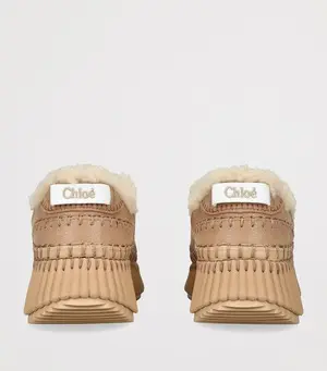 Chloé Leather Nama Runner Shearling Sneakers