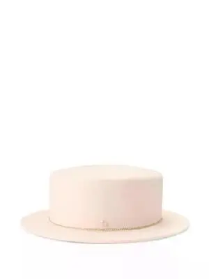 MAISON MICHEL Augusta Bead-trim Boater Hat - Neutrals