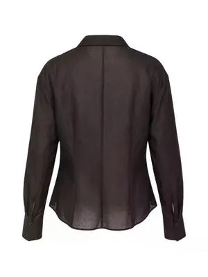 CLUB21 COLLECTION Juliette Draped Silk-blend Top - Brown