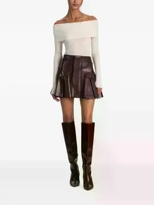 Alice + Olivia Ruffled Mini Skirt With Leather-look Finish