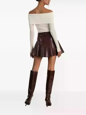 Alice + Olivia Ruffled Mini Skirt With Leather-look Finish