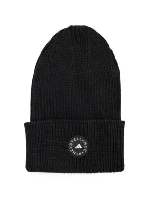 Adidas By Stella McCartney X Stella Mccartney Logo Patch Ribbed Knit Beanie