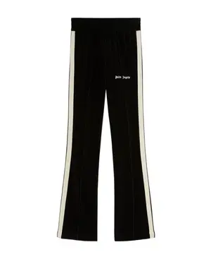Palm Angels High Waisted Track Pants With Side Stripes And Logo Embroidery - Black