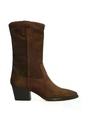 JULIE DEE Suede Western-style Boots - Brown