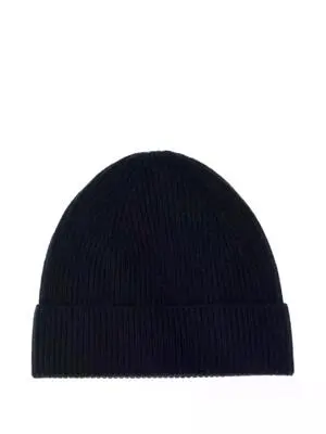 BALLANTYNE Ribbed Cashmere Beanie Hat - Blue