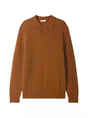 Sandro Ribbed Wool Polo Shirt
