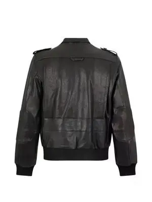 John Richmond Logo-patch Leather Bomber Jacket