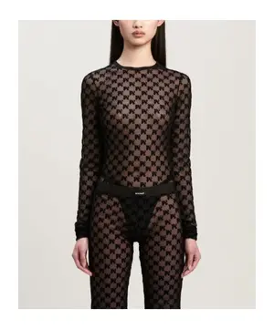 Palm Angels Monogram Pattern Semi-sheer Top