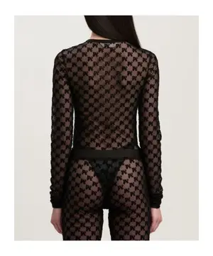 Palm Angels Monogram Pattern Semi-sheer Top